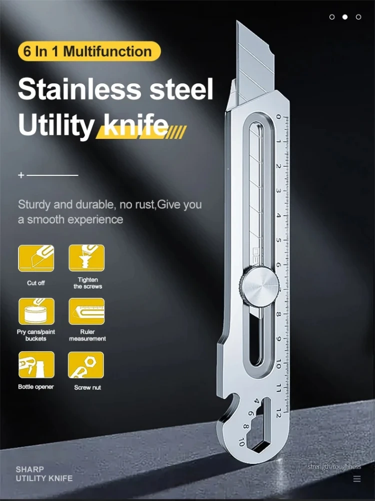 MultiUtility Knife 6 in 1 Stainless Steel - BitsnTips